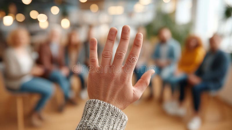 Person Raising Hand during Group Meeting Stock Illustration ...