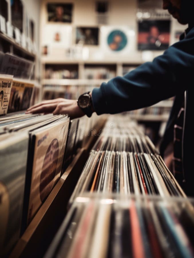 A Person Reaching for a Record in a Record Store. AI Generative Image ...