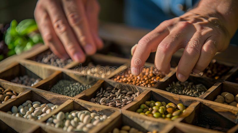 Person Reaching for Seeds in a Box Stock Photo - Image of cultivate ...