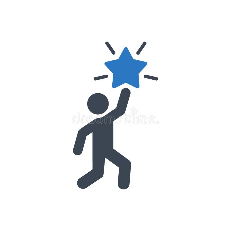 Person Reaching for Star Icon Stock Vector - Illustration of goal ...