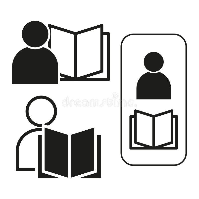 Person Reading Book Icon. E-learning Symbol. Digital Education ...