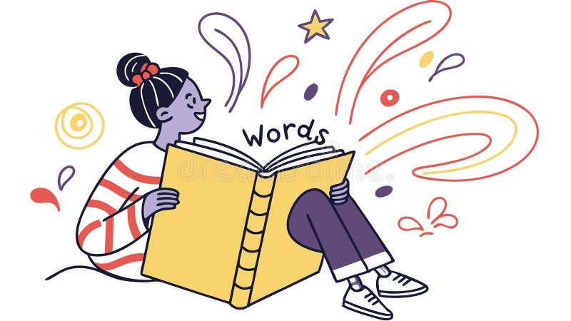 Person Reading Book Words Flying, Knowledge Learning, Vector Design ...