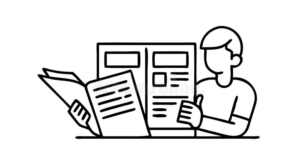 Person Reading Document Vector Illustration, Research and Information ...