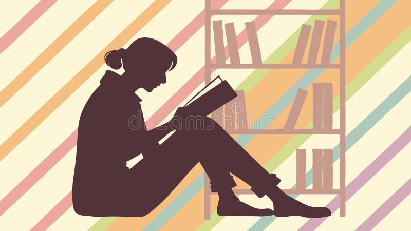 Person Reading in Library, Surrounded by Books, Vector Design ...