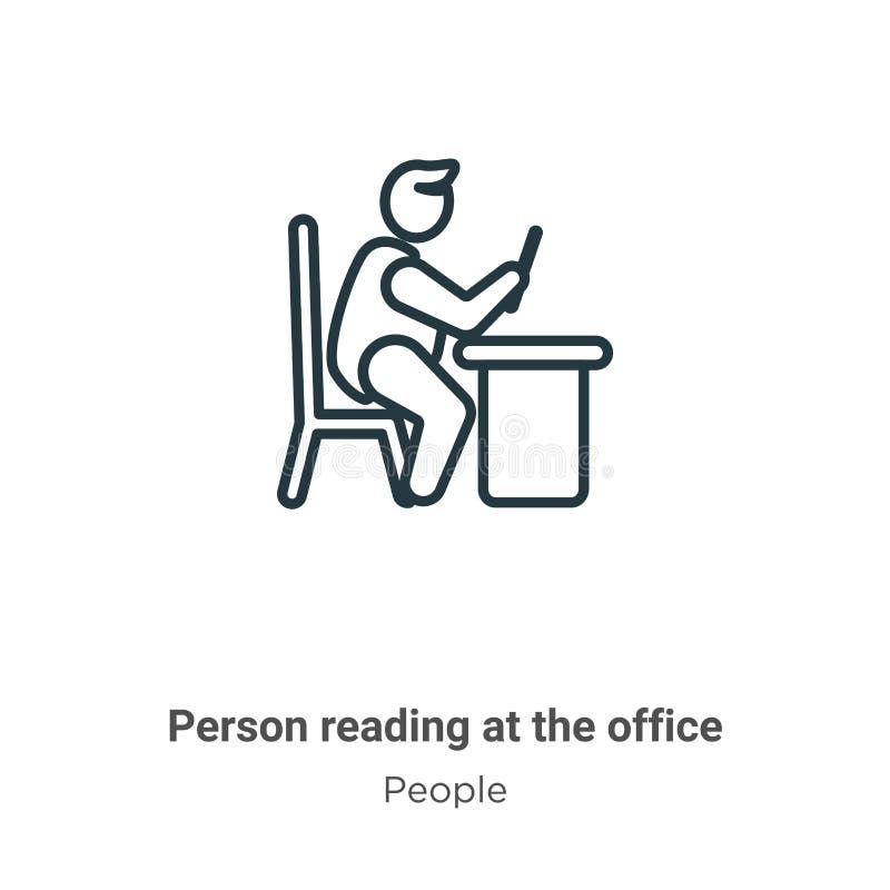 Person Reading at the Office Outline Vector Icon. Thin Line Black ...