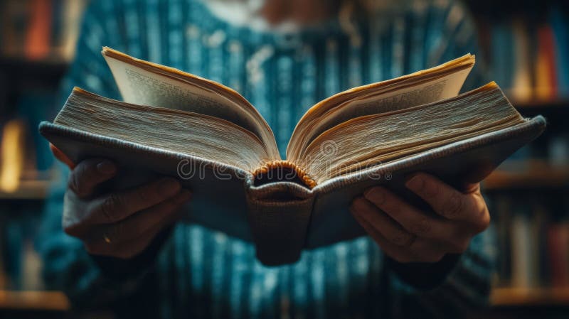 Person Reading an Old Book Open Wide Stock Illustration - Illustration ...