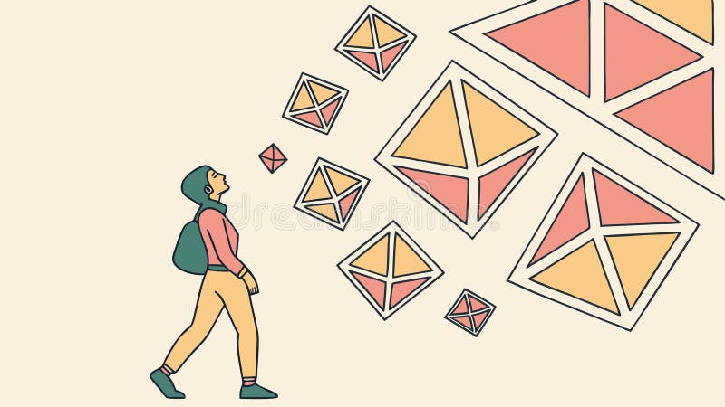 Person Receiving Digital Mail, Information Flow Concept, Vector Design ...