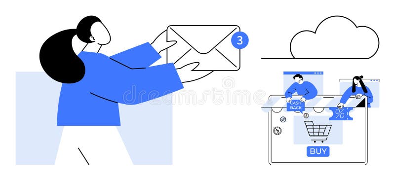 Person Receiving Email Notification Alongside Cloud Computing and ...