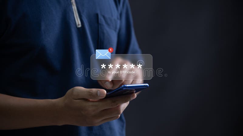 Person Receiving an OTP Code through a Message on Their Smartphone ...