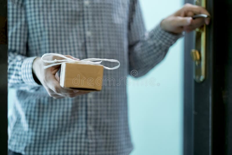 Person Recieving the Post Mail Box from Young Postman Stock Image ...