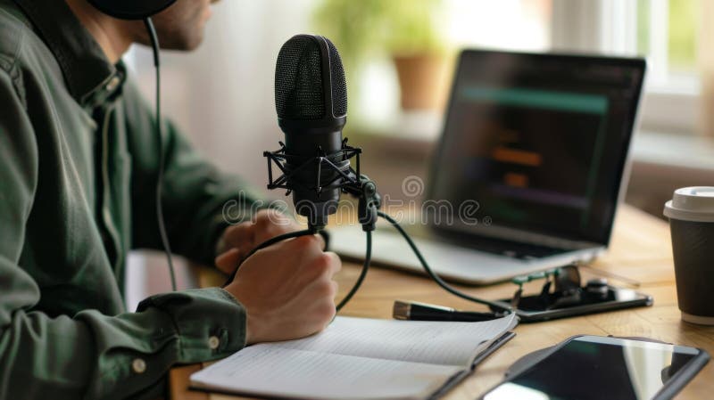 The Podcast Recording Setup. AI Generated Stock Photo - Image of online ...