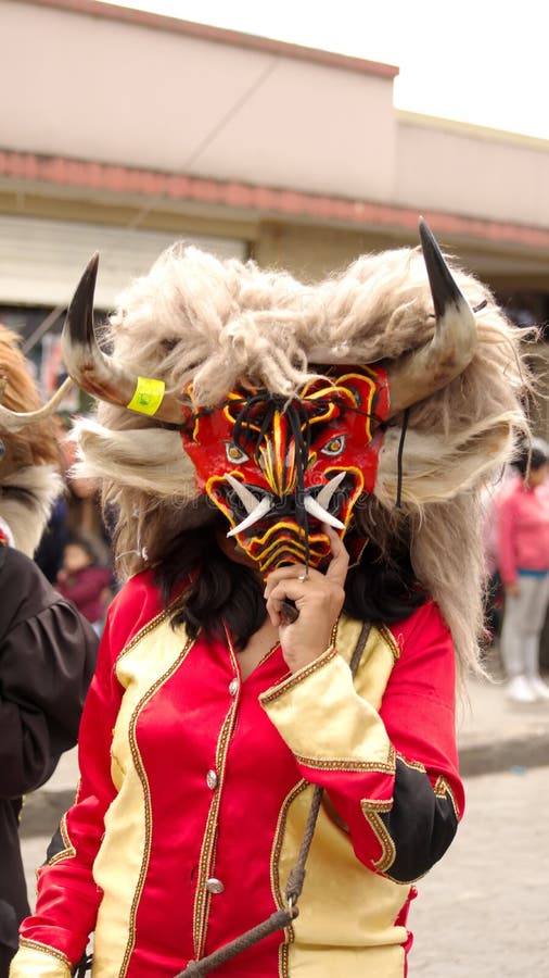 Person in a red devil mask editorial stock image. Image of parade ...