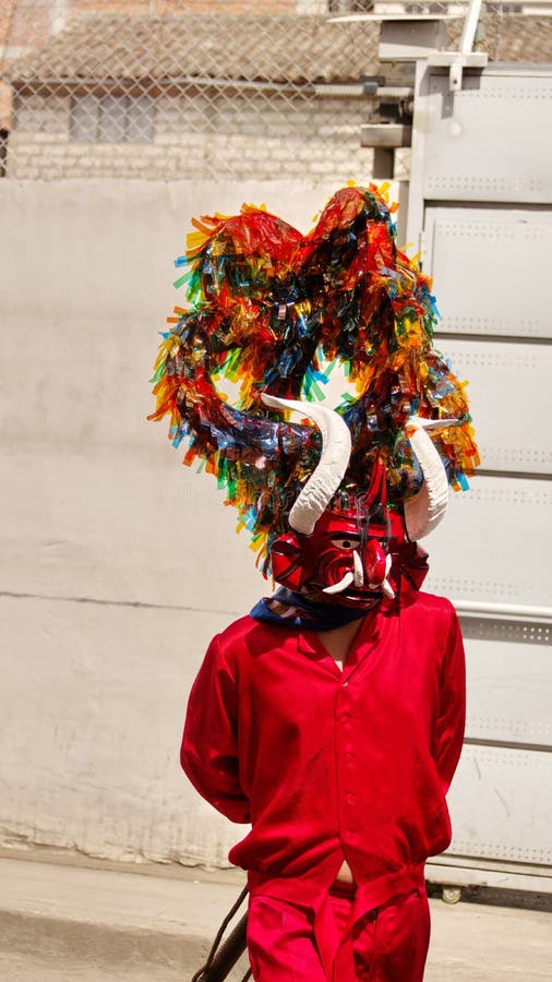 Person in a red devil mask editorial stock image. Image of culture ...