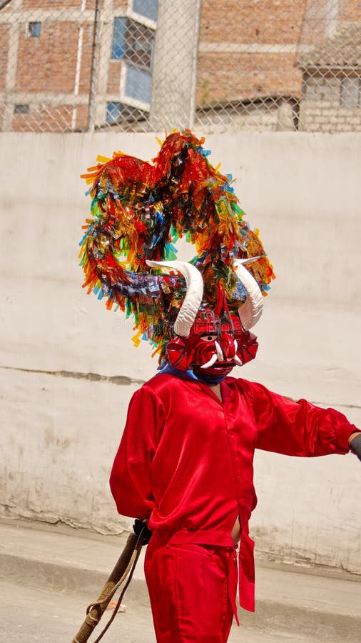 Person in a red devil mask editorial stock photo. Image of devil ...