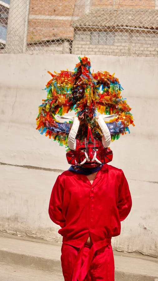 Person in a red devil mask editorial stock photo. Image of parade ...