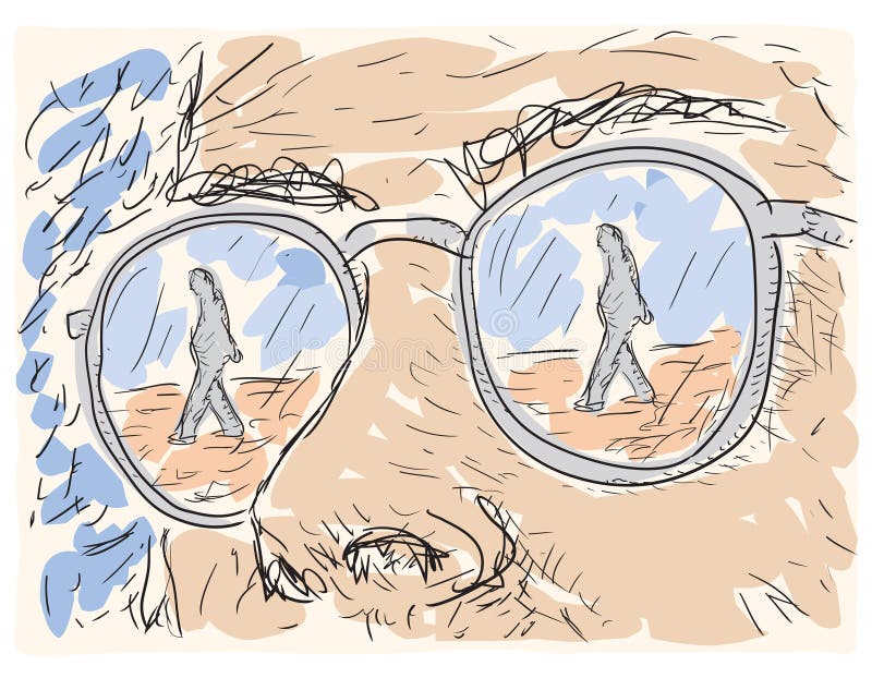 Person Reflected in the Lenses of the Glasses Stock Vector ...