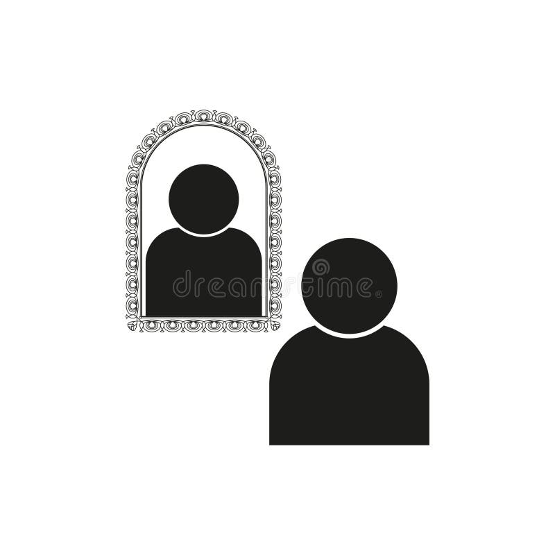 Person Reflection Icon. Mirror and Figure. Human Silhouette in Mirror ...