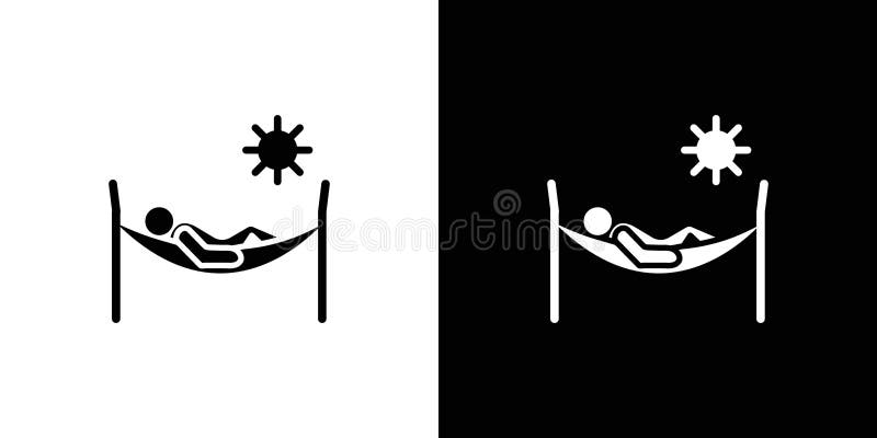 Person Relaxing on Hammock Icon Isolated Flat Vector in Outline Stock ...