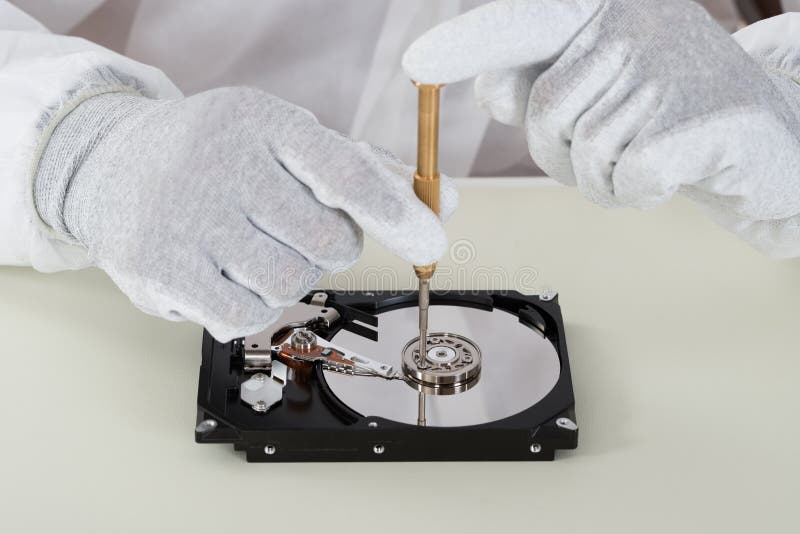 Person Repairing Harddisk Using Screwdriver Stock Image - Image of ...