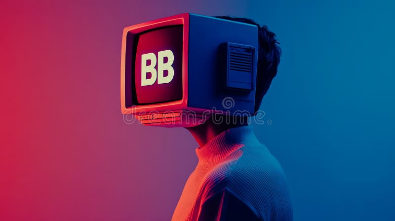 Person with a Retro-style Computer Screen As a Head, the Screen ...