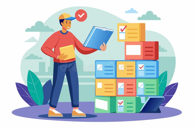 A Person is Reviewing a Folder and Checking Off Customizable Boxes ...