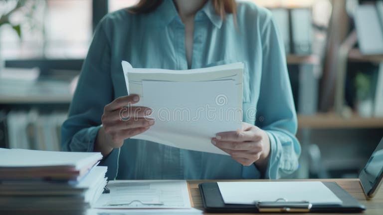 Person Reviewing Office Documents.AI Generated Image Stock Image ...