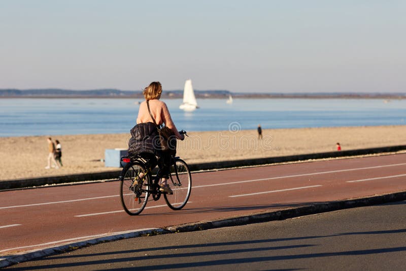 Person Riding a Bicycle on a Cycle Path Editorial Stock Photo - Image ...