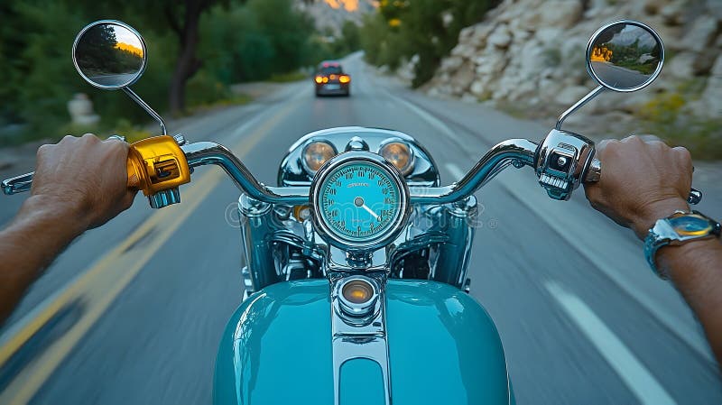 Person Riding Motorcycle Road Car Front Stock Photos - Free & Royalty ...