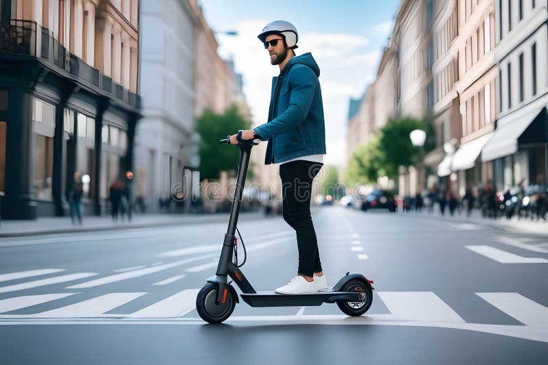 Person Riding a Scooter. Generative AI Stock Illustration ...