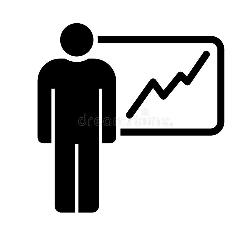 Person and Rising Performance Chart Symbol Success Evaluation Icon ...