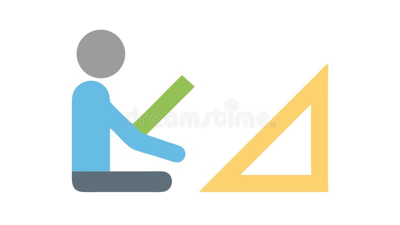 Person with Ruler and Triangle Geometric Design Icon, Vector Design ...