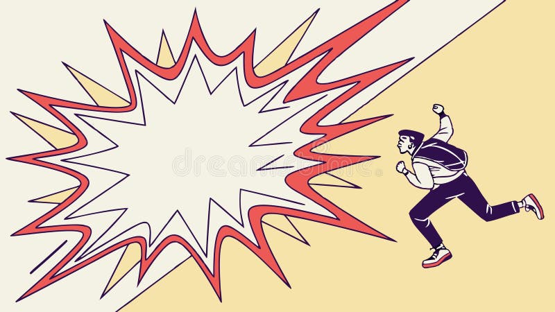 Person Running from Explosion Dynamic Event Vector, Vector Design ...