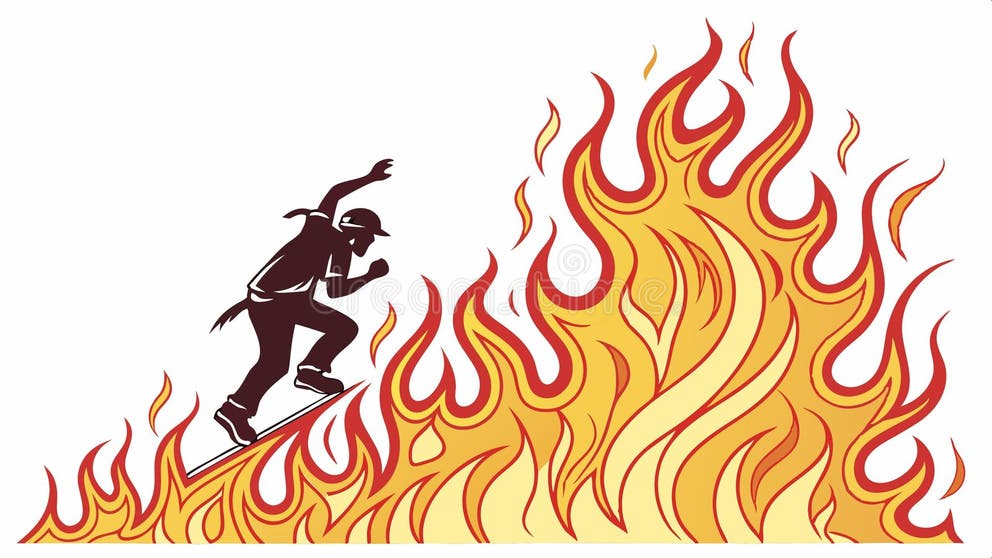 Person Running from Fire, Danger, and Emergency Situation Vector Design ...