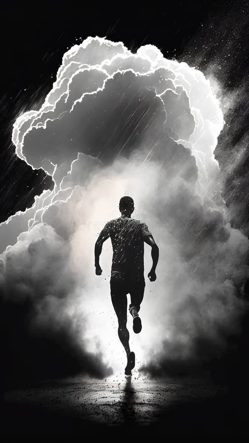 Person Running after His Problems. Mental Health Issues Illustration ...