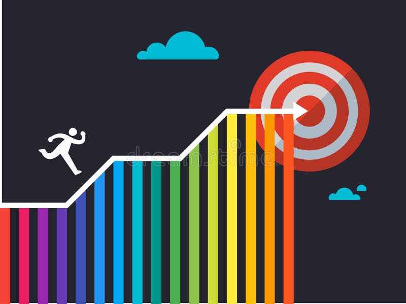 A Person is Running through the Rising Chart. Isolated Vector ...