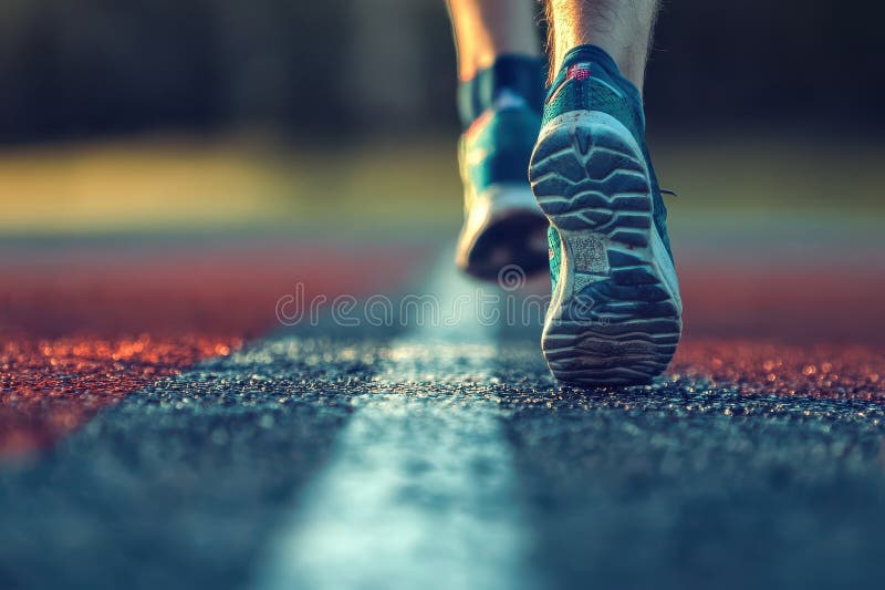A Person is Running on a Road with a Blue Shoe Stock Photo - Image of ...