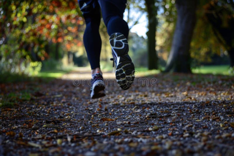 Person Running on Trail in Woods Stock Image - Image of forest, healthy ...