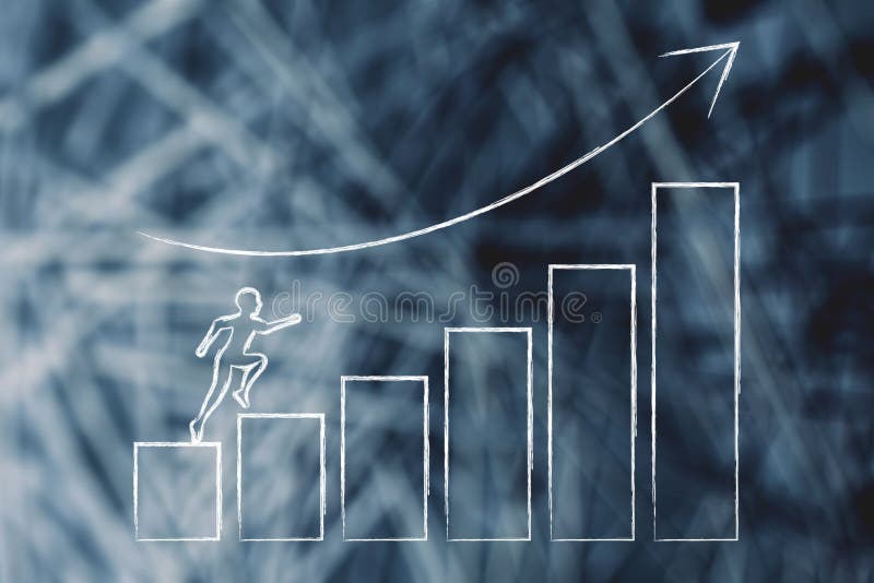 Person Running Up Business Growth Graph Stock Illustration ...