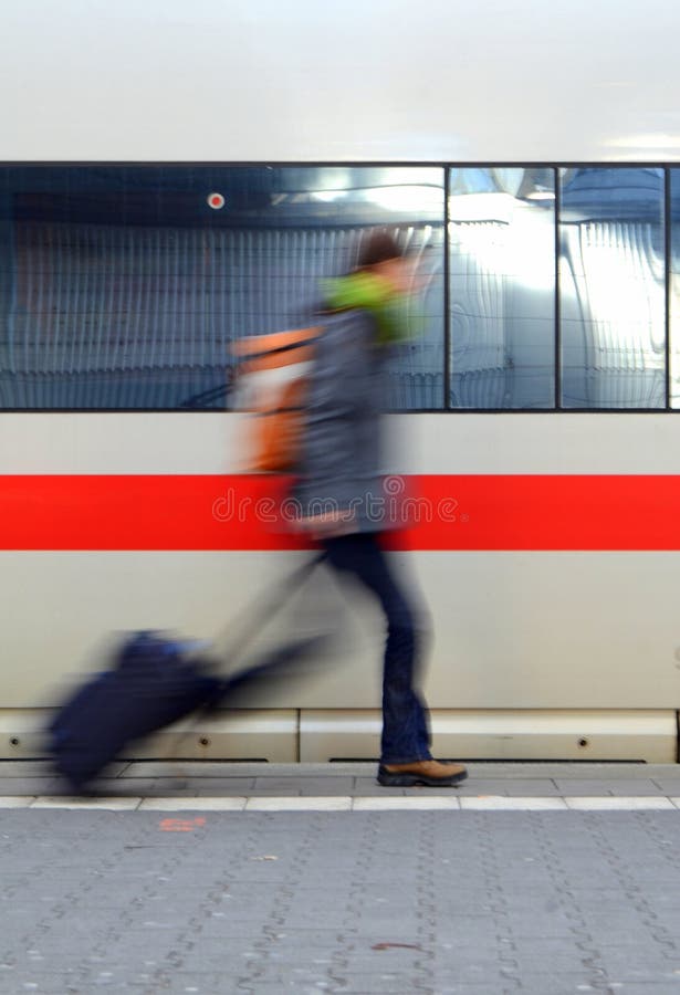 Woman Running To Catch Train Stock Image - Image of train, catch: 11442639