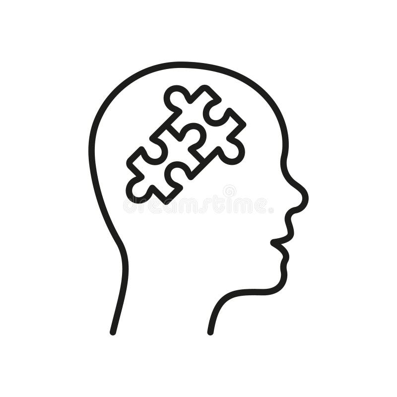 Thinking Process Line Icon. Brainstorm and Cognition Linear Pictogram ...