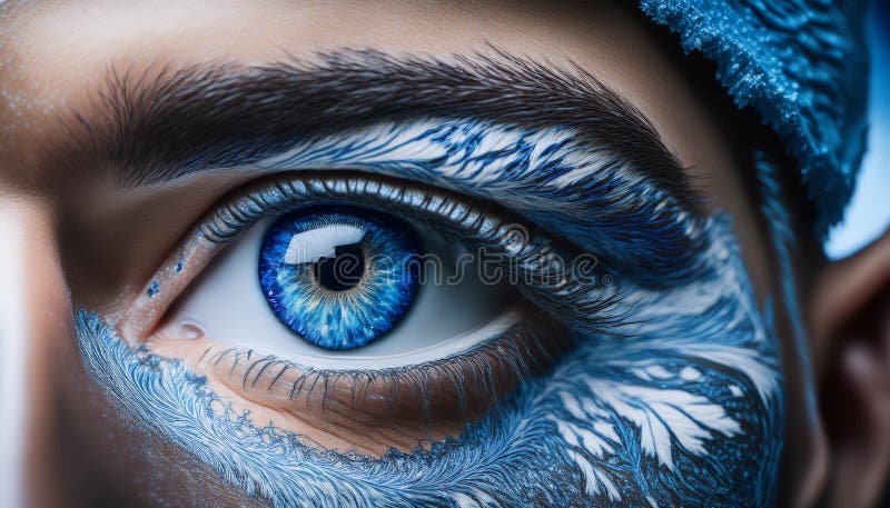 A Person S Eye is Painted Blue and White Stock Photo - Image of ...