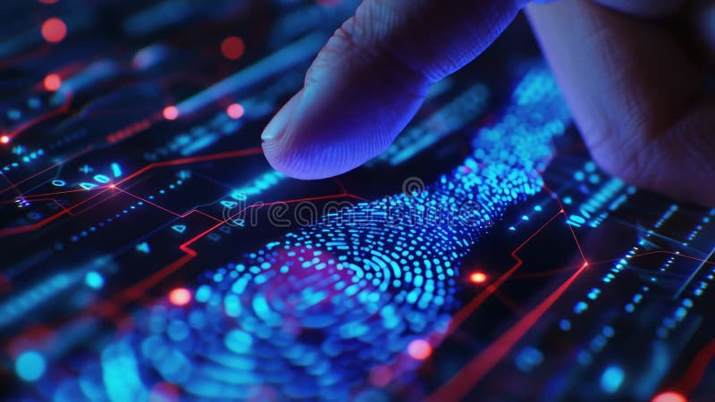 A Person S Finger Touches the Fingerprint Scanner on a Computer Screen ...