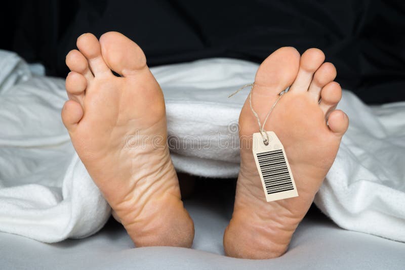 Person`s Foot with Toe Tag stock image. Image of morbid - 222897523