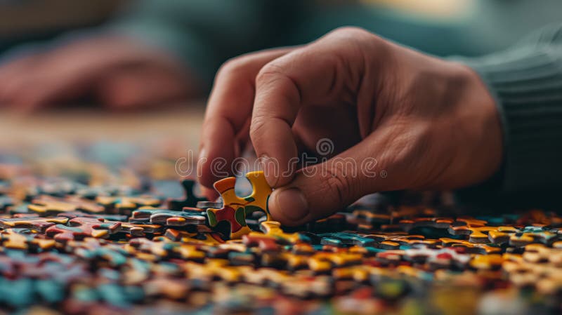 Person S Hand Carefully Placing a Puzzle Piece, a Metaphor for Problem ...
