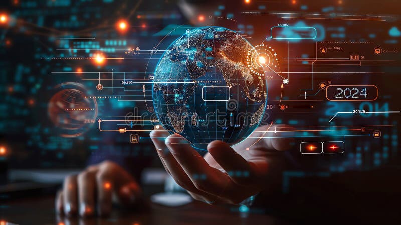 A Person S Hand Holding a Digital Globe with Data Flowing Around it ...