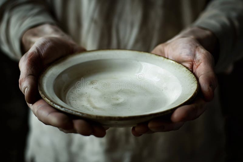 Close Up of Person S Hand Holding Empty Plate Stock Illustration ...