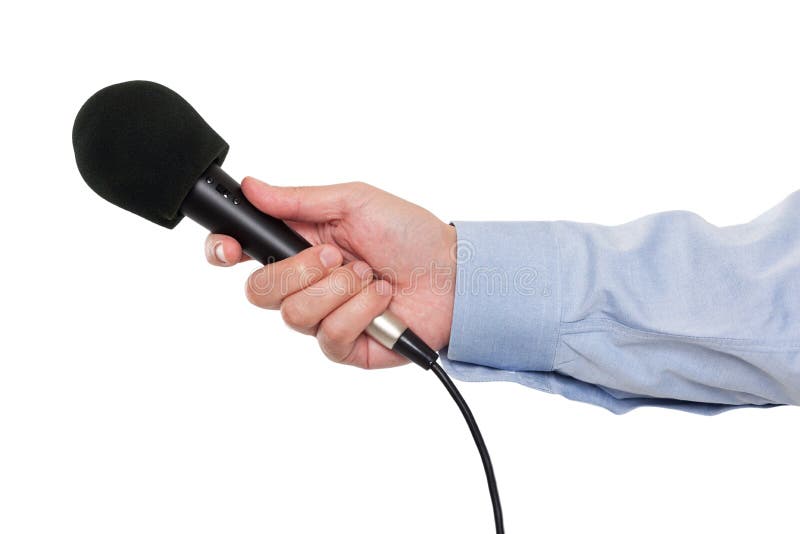 Person's Hand Holding A Microphone Stock Image - Image of businessman ...