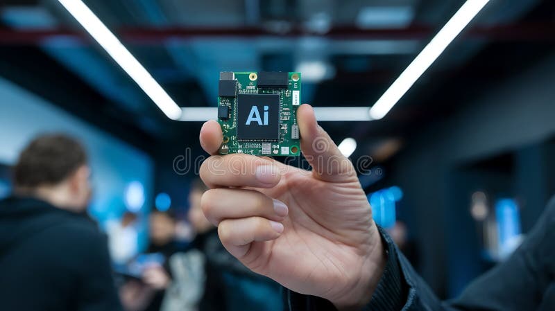 A Person S Hand is Holding a Small, Rectangular Device with an "AI ...