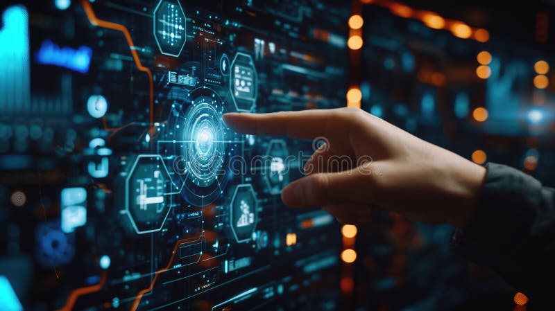 A Person S Hand Holding a Virtual Interface, Bridging the Digital and ...