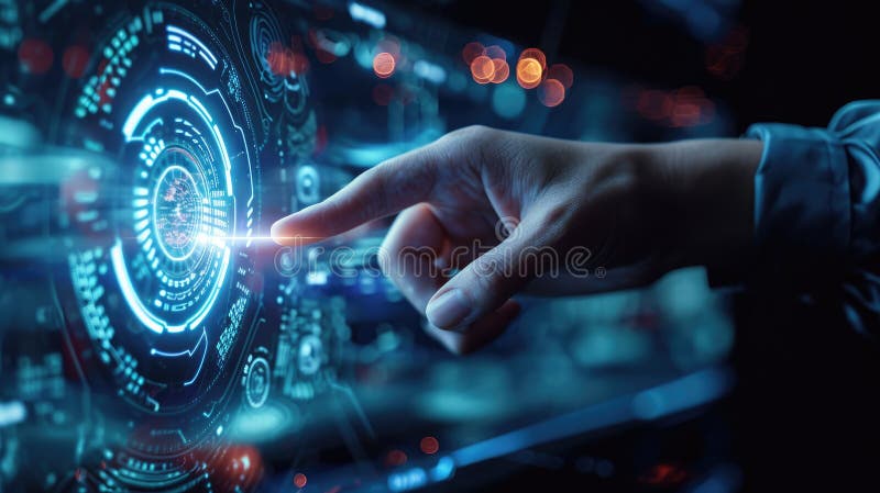 A Person S Hand Holding a Virtual Interface, Bridging the Digital and ...